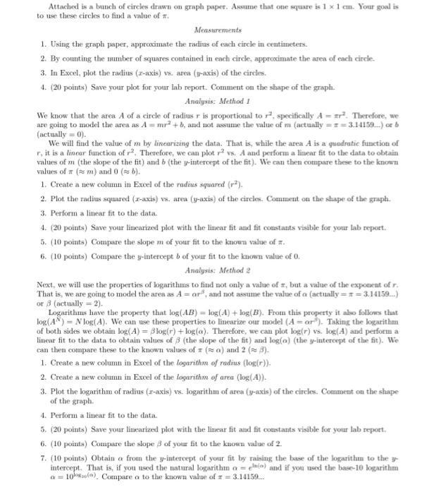 Solved Attached is a bunch of circles drawn on graph paper. | Chegg.com