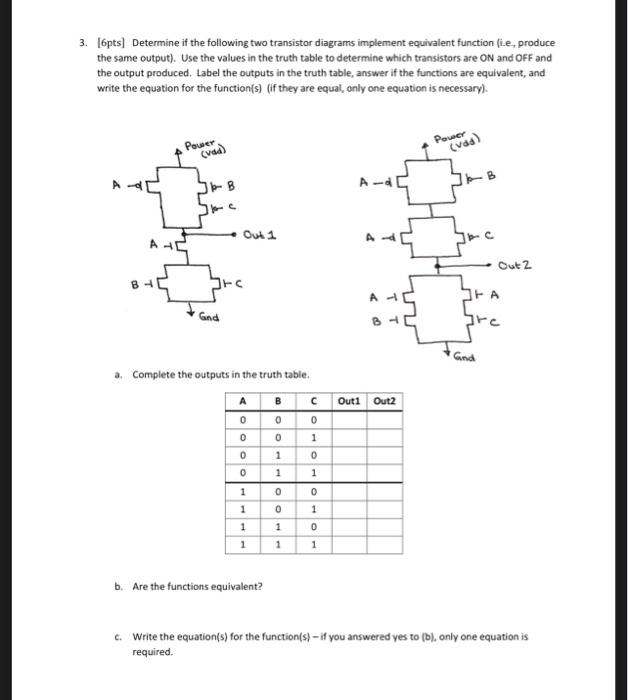 Solved 3. [6pts] Determine if the following two transistor | Chegg.com