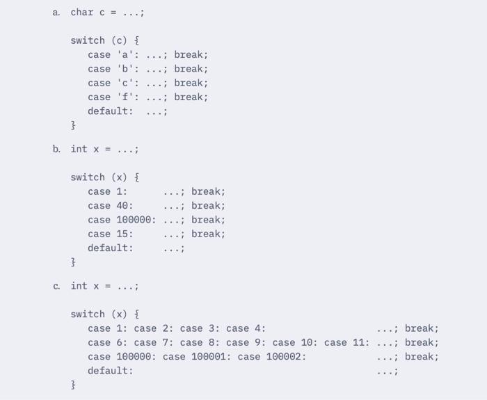 Solved Switch statements can be implemented in many | Chegg.com
