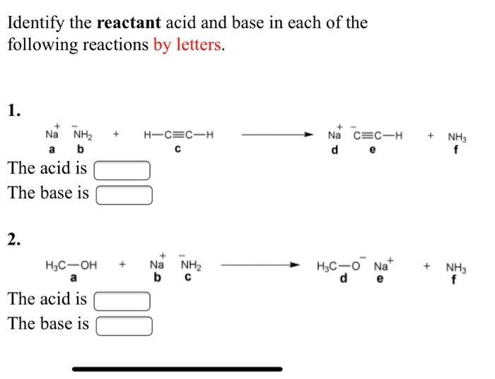 Solved Identify the reactant acid and base in each of the | Chegg.com