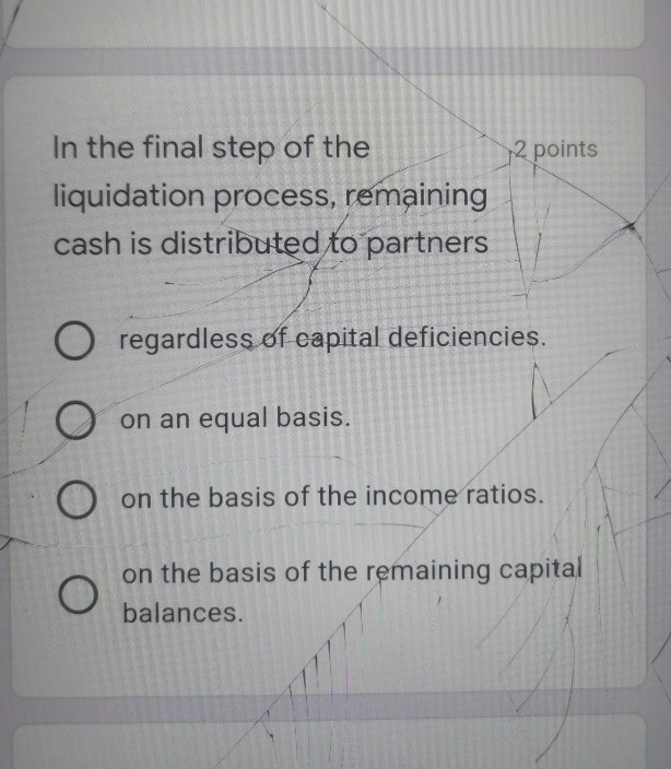 Solved 12 points In the final step of the liquidation | Chegg.com