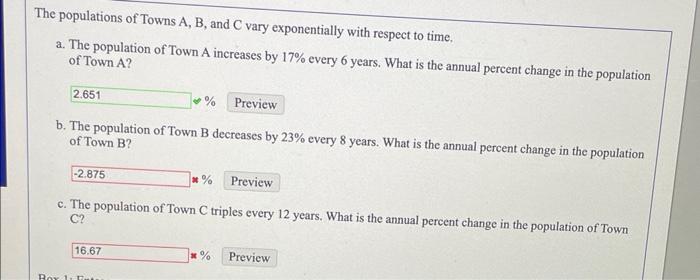 Solved The populations of Towns A,B, and C vary | Chegg.com