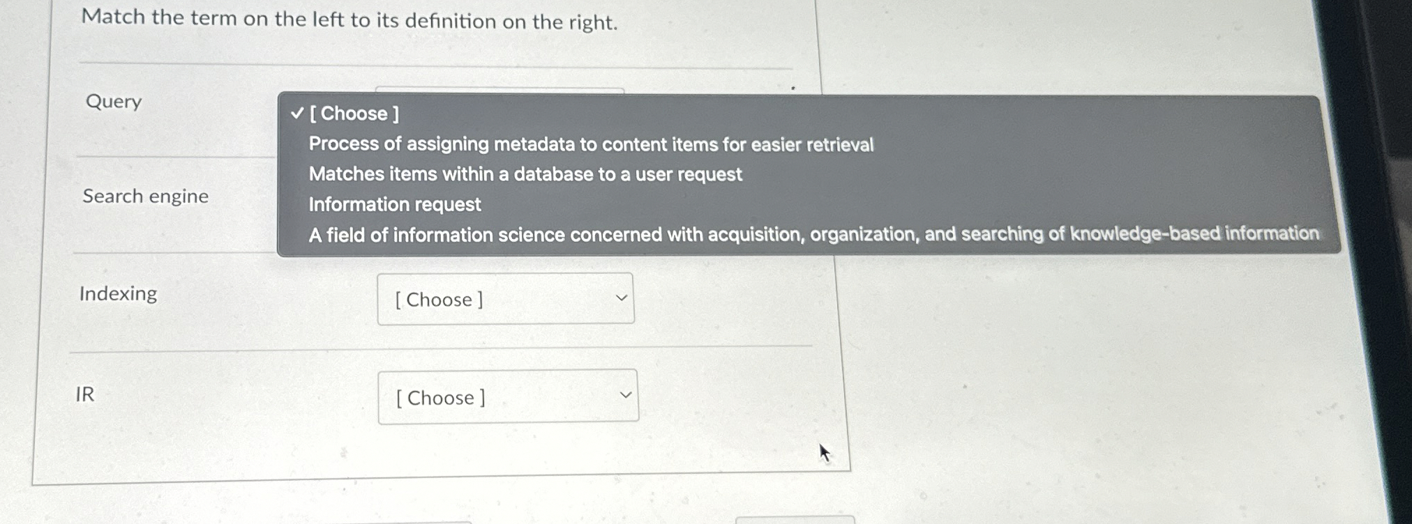Solved QuerySearch engine [Choose ]Process of assigning | Chegg.com