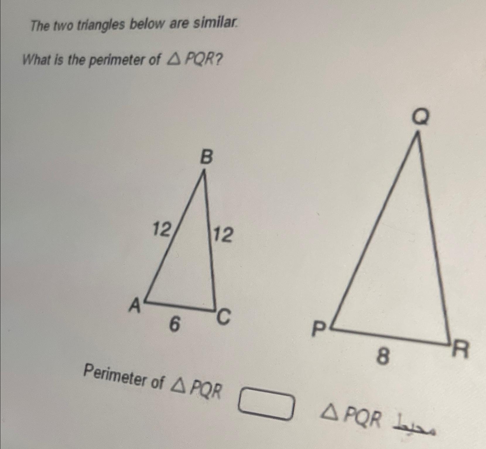 Solved The two triangles below are similar.What is the | Chegg.com