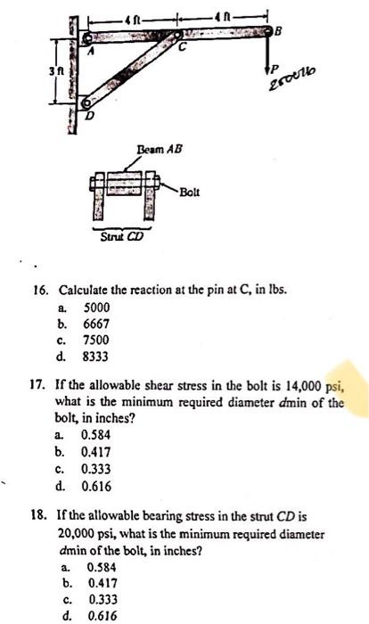 Solved SIT. D: A horizontal beam AB supported by an inclined | Chegg.com