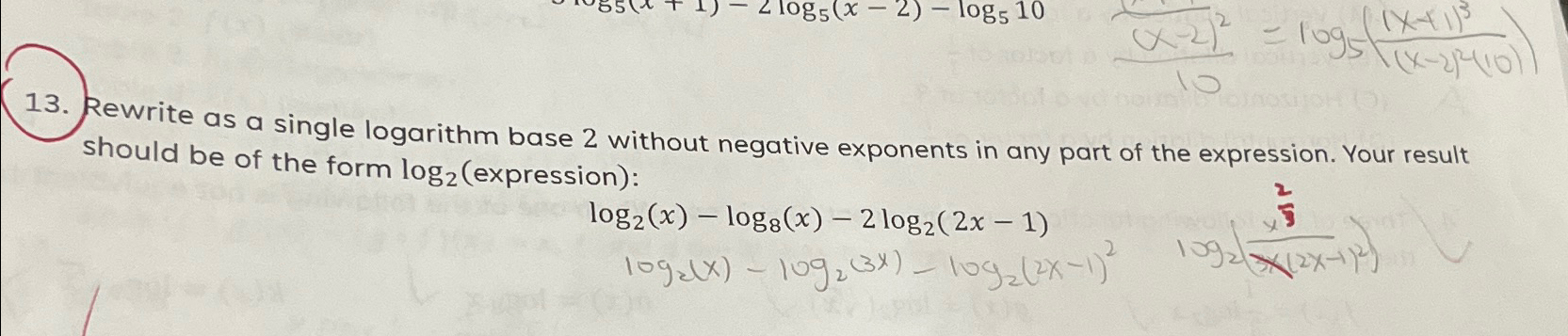 Solved Rewrite as a single logarithm base 2 ﻿without | Chegg.com