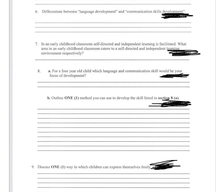 6. Differentiate between "language development" and | Chegg.com