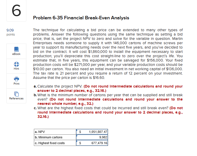 Solved Problem 6-35 ﻿Financial Break-Even | Chegg.com