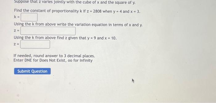 Solved Find the constant of proportionality k if z=2808 when | Chegg.com
