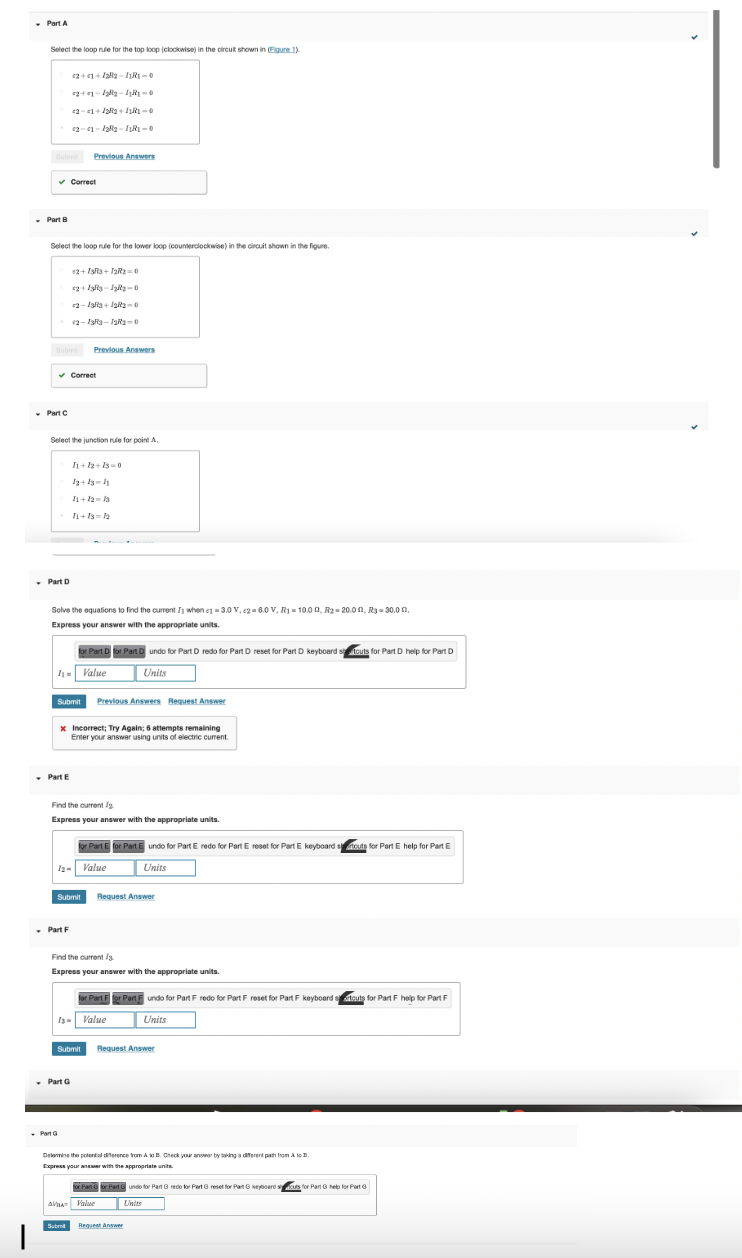 Part DSolve the equations to find the current I1 | Chegg.com