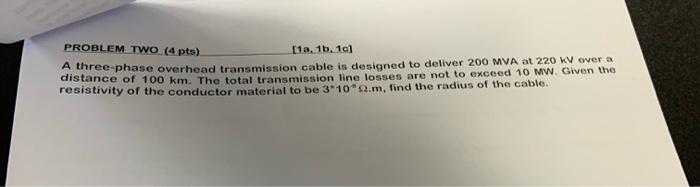 Solved PROBLEM TWO (4 pts) [1a,1 b,1c] A three-phase | Chegg.com