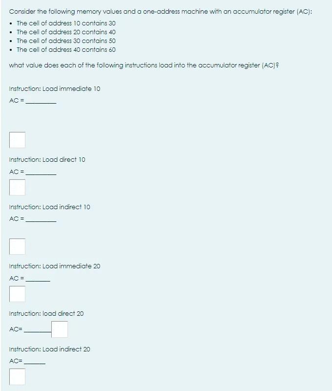 Solved Consider the following memory values and a | Chegg.com