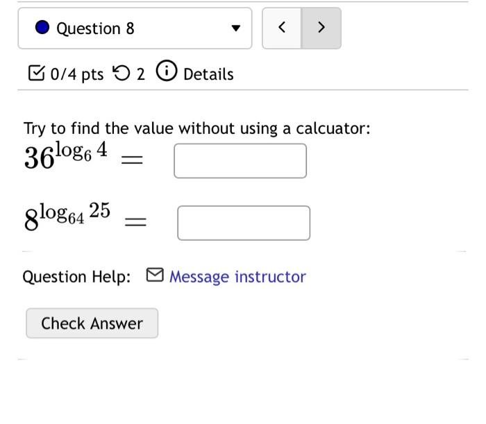 Solved Try to find the value without using a calcuator: | Chegg.com