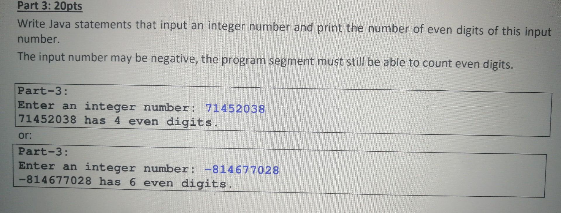 Solved Write Java Statements That Input An Integer Number 0733