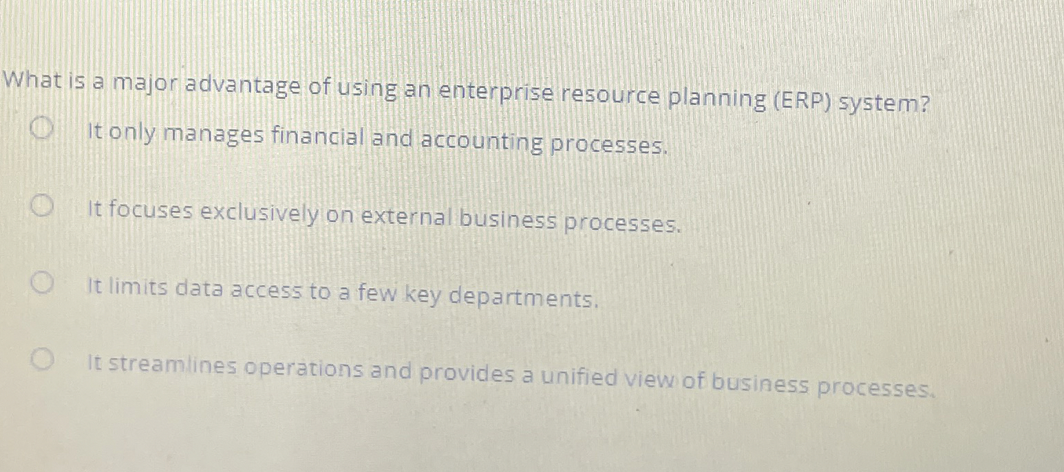 Solved What is a major advantage of using an enterprise | Chegg.com