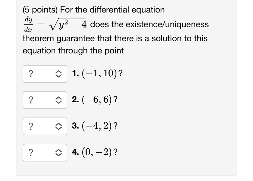 Solved 5 ﻿points ﻿for The Differential Equation 