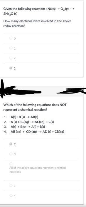 Solved Given the following reaction: 4Na (s) + O2(g) -- | Chegg.com