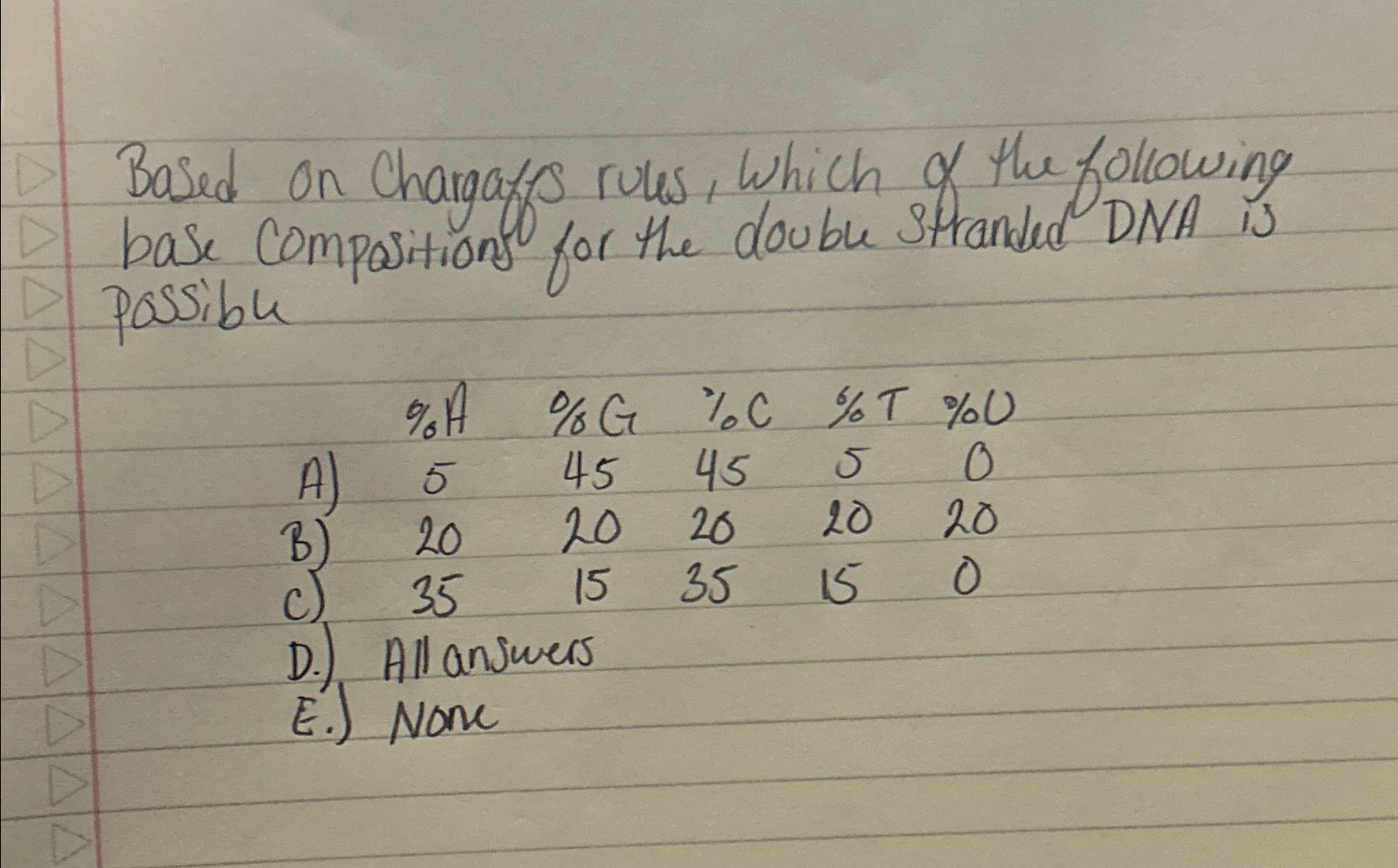 Solved Consider the following DNA compositions based off | Chegg.com