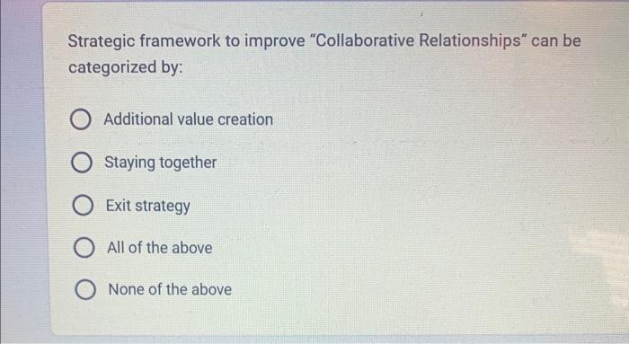 Solved Strategic framework to improve "Collaborative | Chegg.com