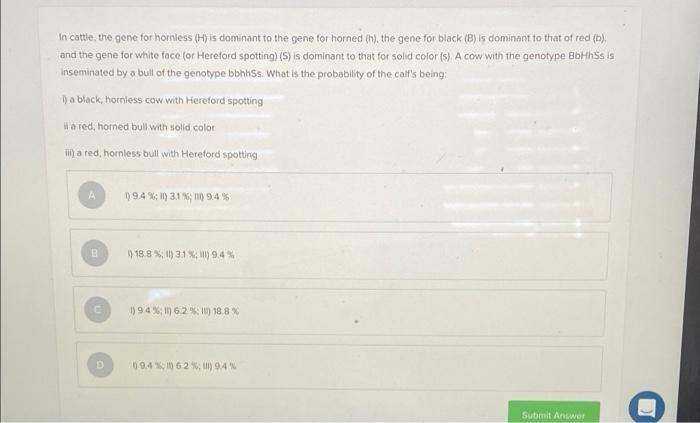 Solved In cattle, the gene for hornless (H) is dominant to | Chegg.com
