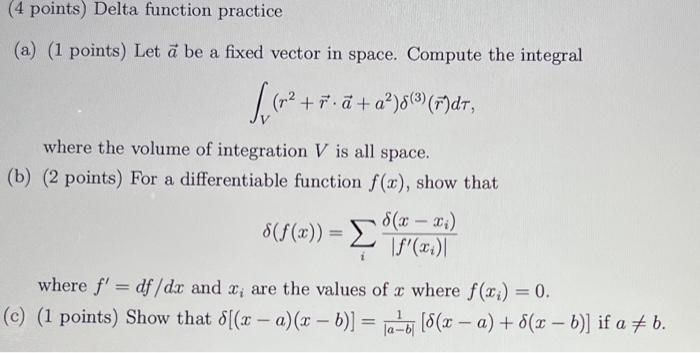 (a) (1 points) Let a be a fixed vector in space. | Chegg.com
