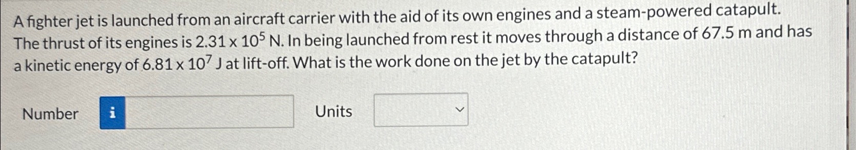 Solved A fighter jet is launched from an aircraft carrier | Chegg.com