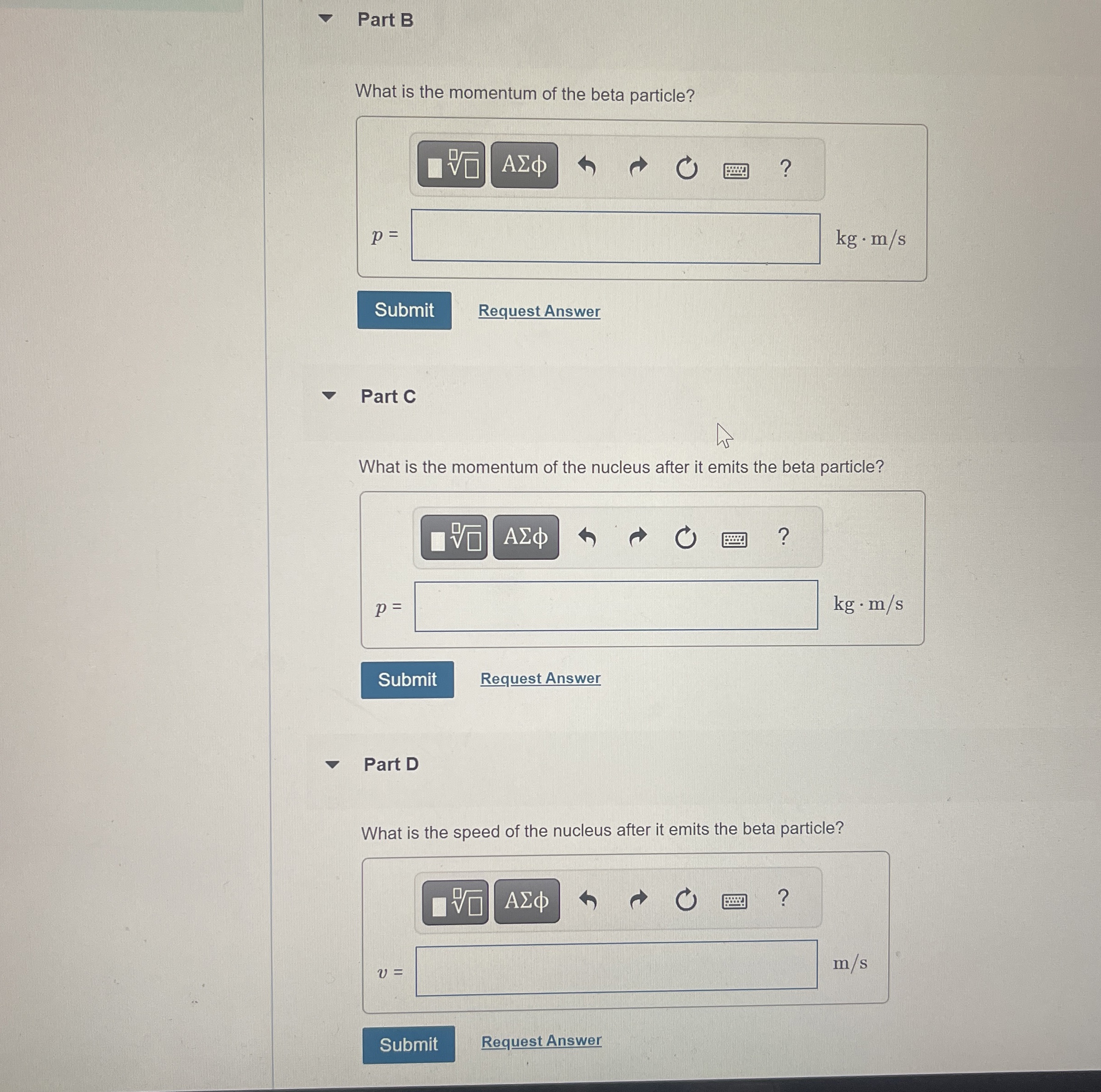 Solved A14C ﻿nucleus, initially at rest, emits a beta | Chegg.com