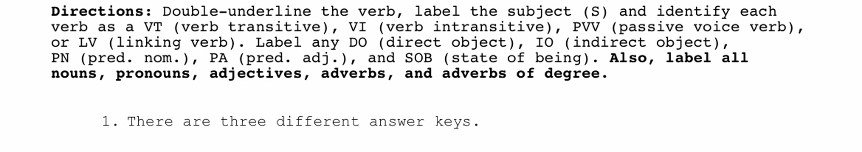 Directions: Double-underline the verb, label the | Chegg.com