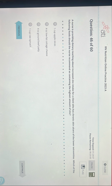 Solved Question: 45 ﻿of 60Time tiapsed 01222?Pause Remaining | Chegg.com