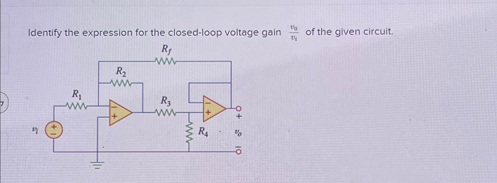 Solved Identify the expression for the closed-loop voltage | Chegg.com
