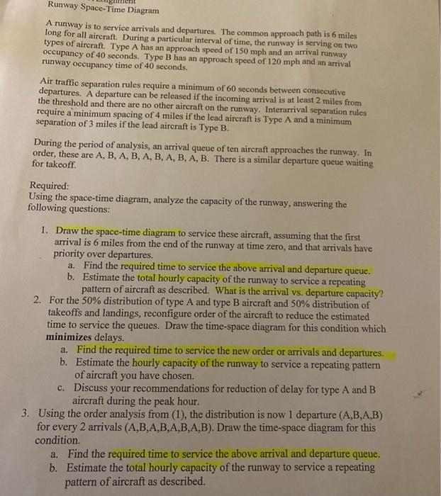 Runway Space-Time Diagram A runway is to service | Chegg.com