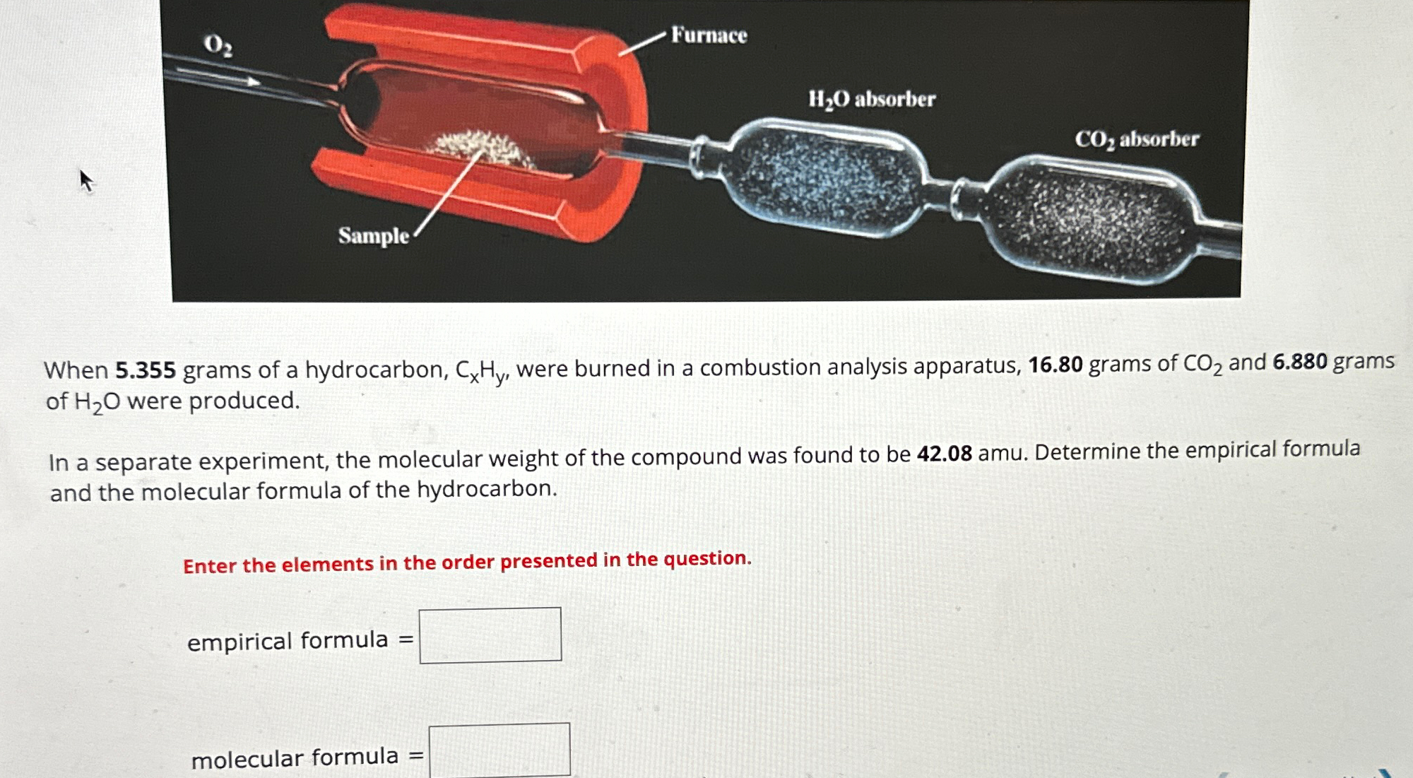 Solved When 5.355 ﻿grams of a hydrocarbon, CxHy, ﻿were | Chegg.com