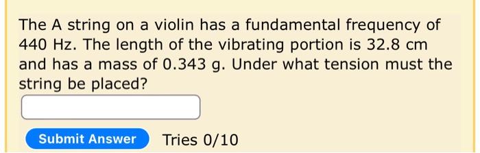 Solved The A string on a violin has a fundamental frequency | Chegg.com