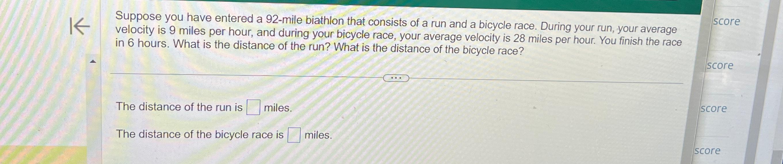 Solved Suppose you have entered a 92-mile biathlon that | Chegg.com