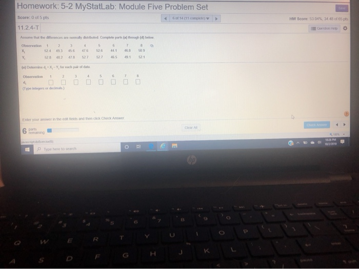 Solved Homework: 5-2 MyStatLab: Module Five Problem Set | Chegg.com