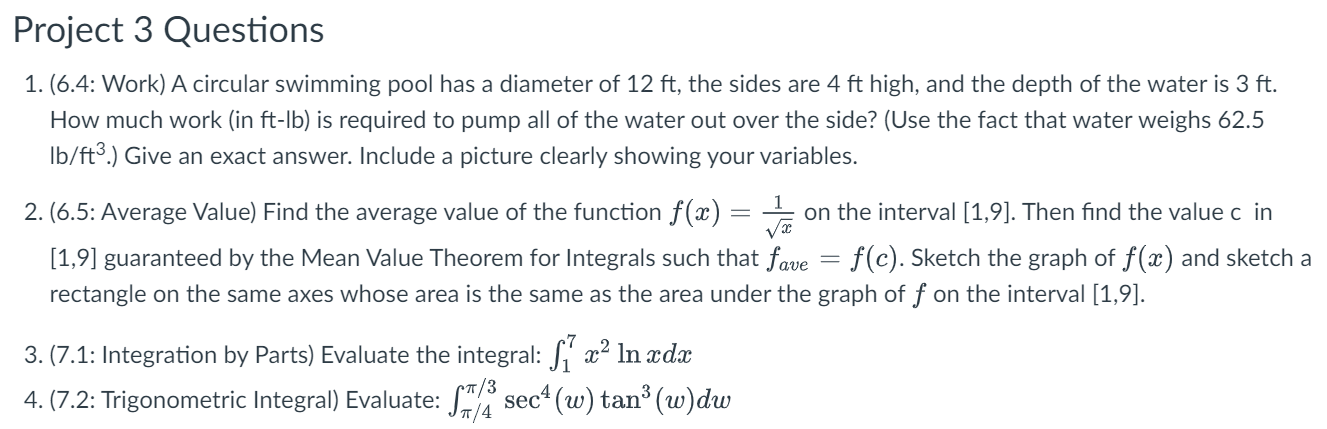 Solved Project 3 ﻿Questions(6.4: Work) ﻿A circular swimming | Chegg.com