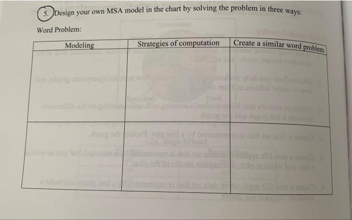 Solved 3. Design your own MSA model in the chart by solving | Chegg.com