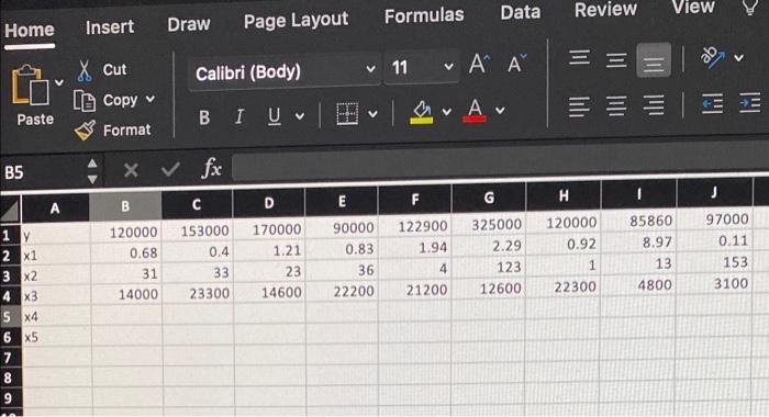 Solved Data Review View Formulas Home Insert Draw Page | Chegg.com