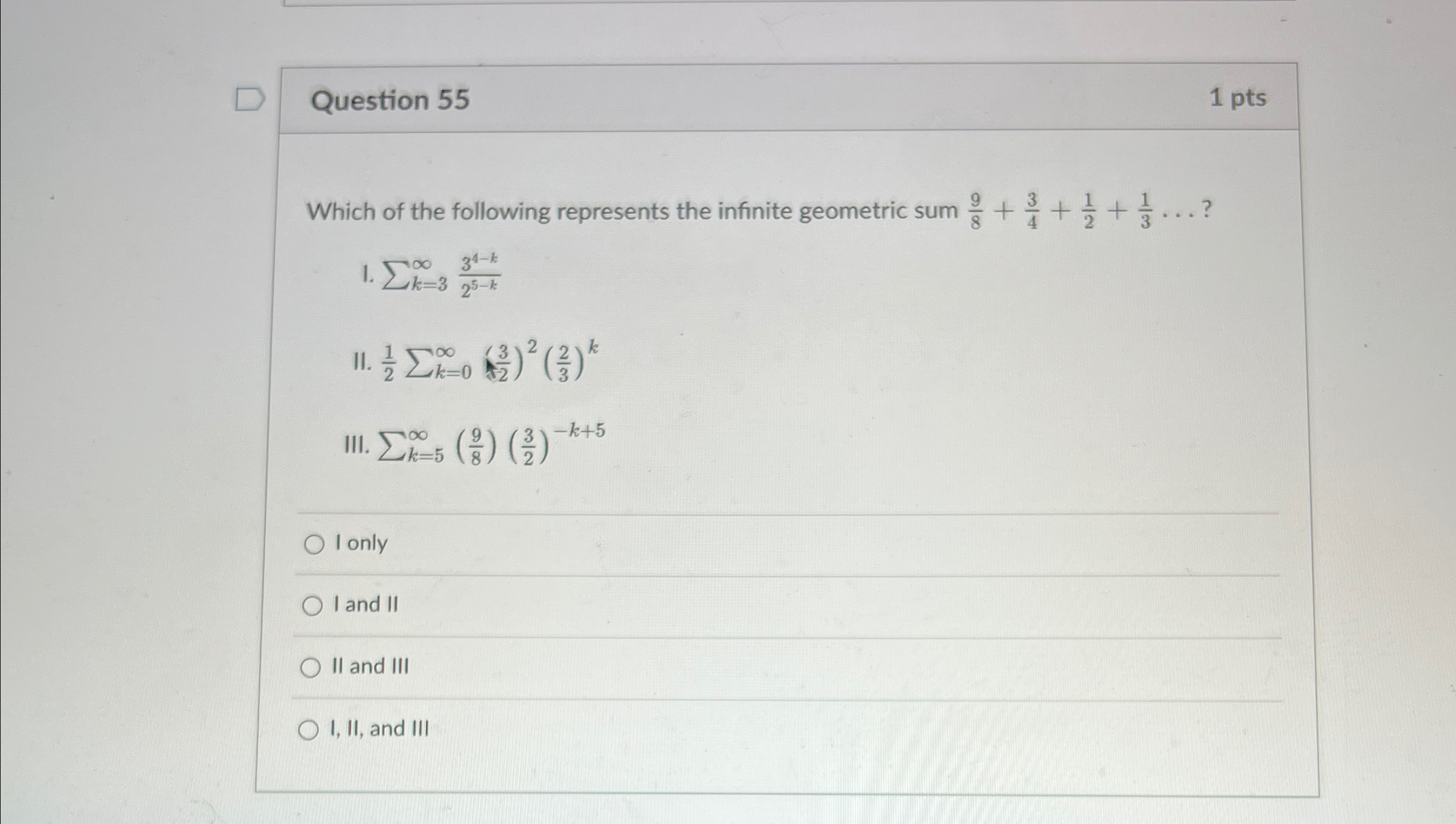 Solved Question 551ptsWhich of the following represents the | Chegg.com