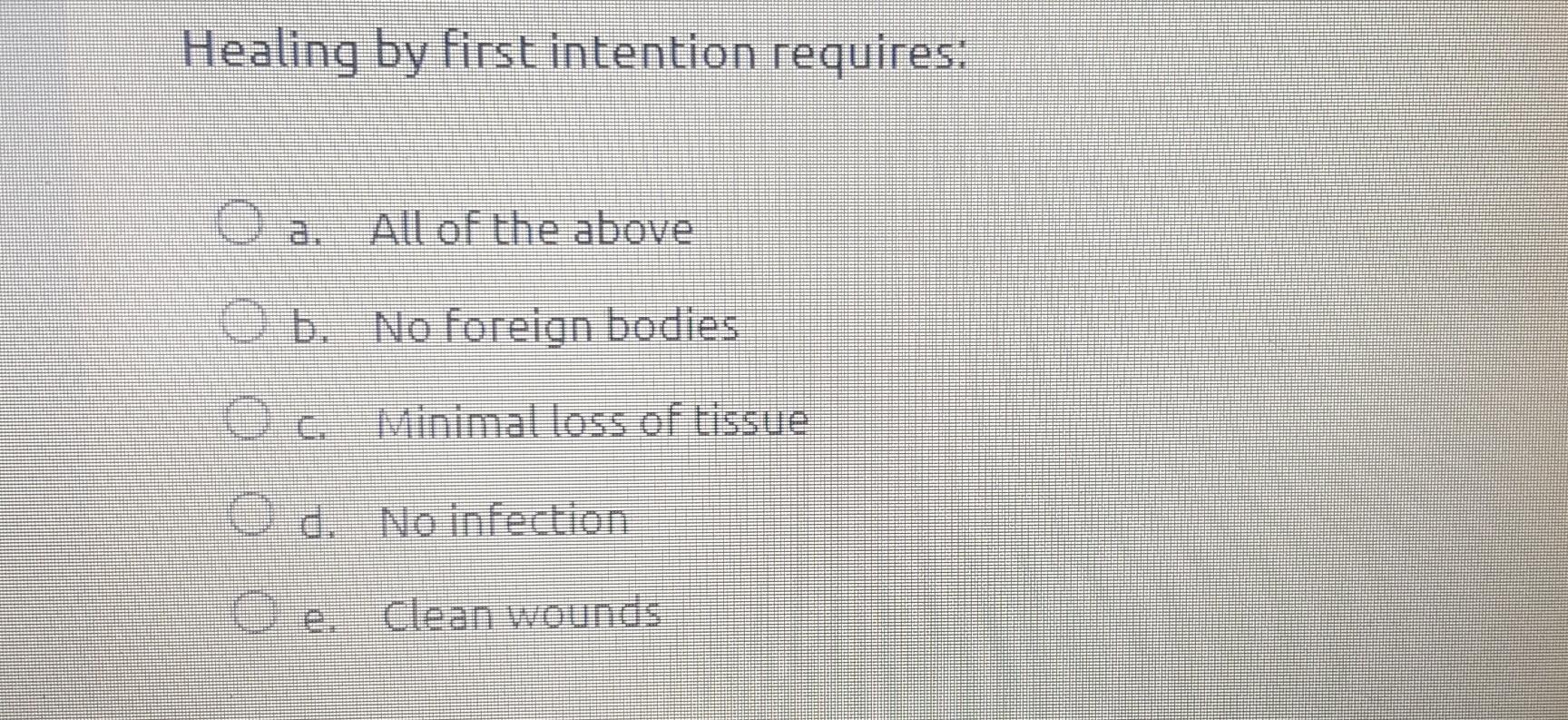 Solved Healing by first intention requires:a. ﻿All of the | Chegg.com