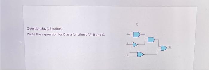 Solved Question 8a. (15 points) Write the expression for D | Chegg.com