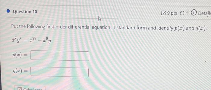 Solved Put the following first-order differential equation | Chegg.com