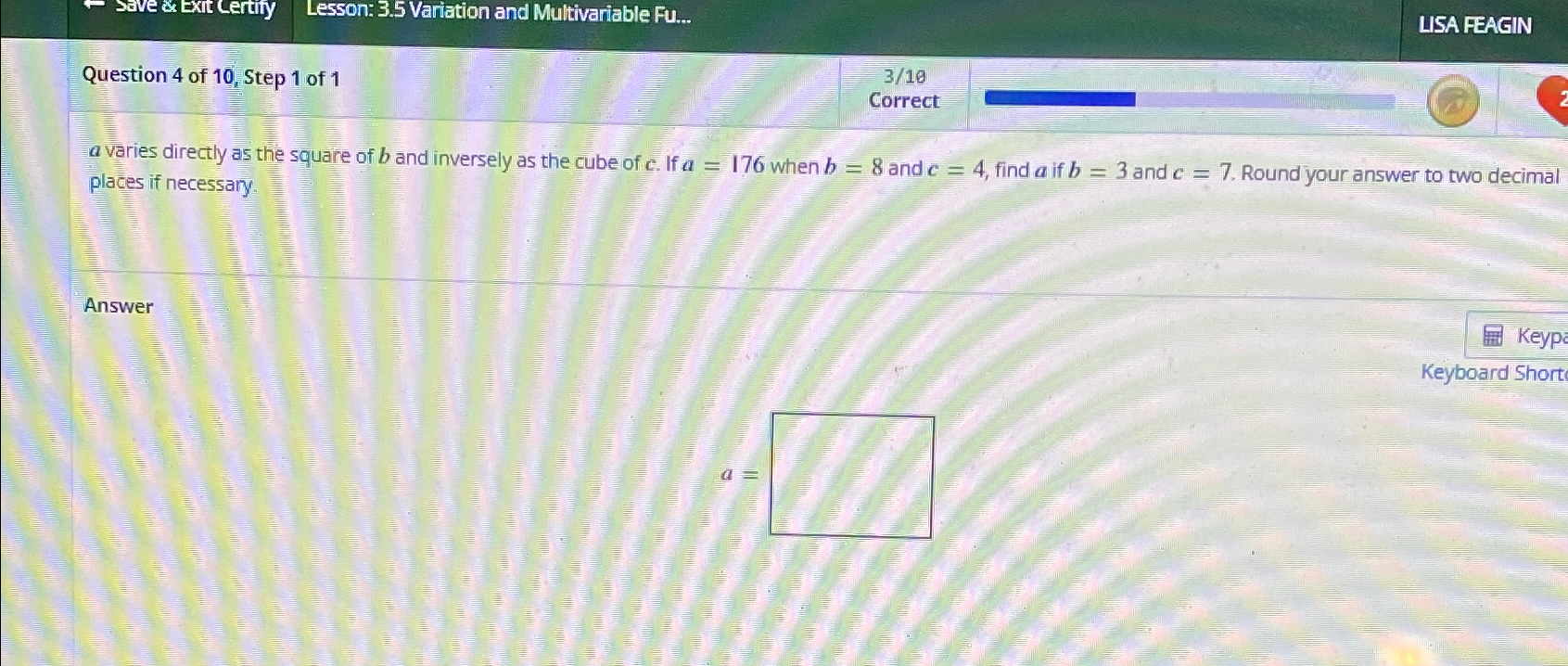 Solved Lesson: 3.5 ﻿Variation and Multivariable Fu..LISA | Chegg.com