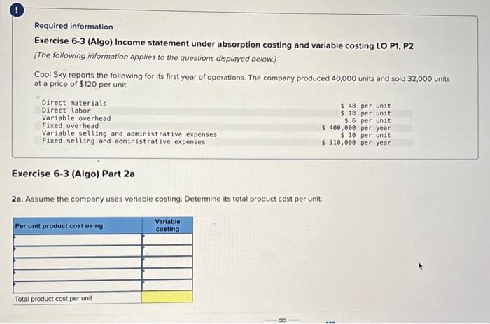 Solved Required Information Exercise 6 3 Algo Income 