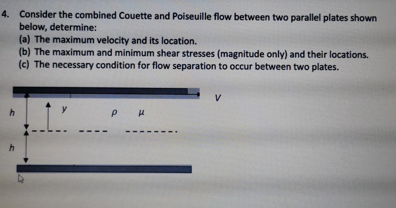 Solved 4. Consider the combined Couette and Poiseuille flow | Chegg.com