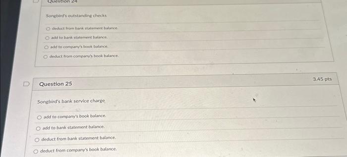 Solved Songbird's customer NSF (non-sufficient funds) checks | Chegg.com
