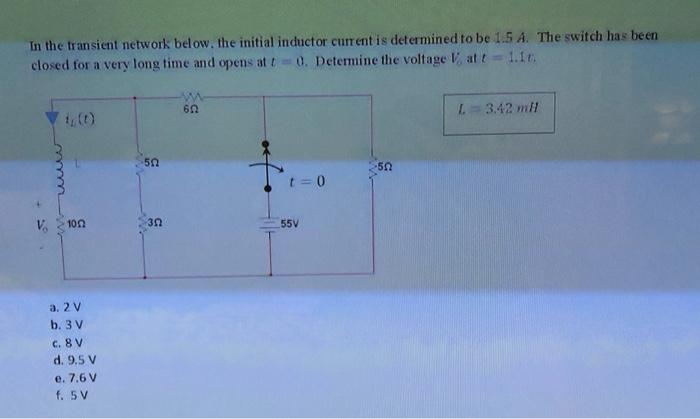 Solved In the transient network below the initial inductor | Chegg.com