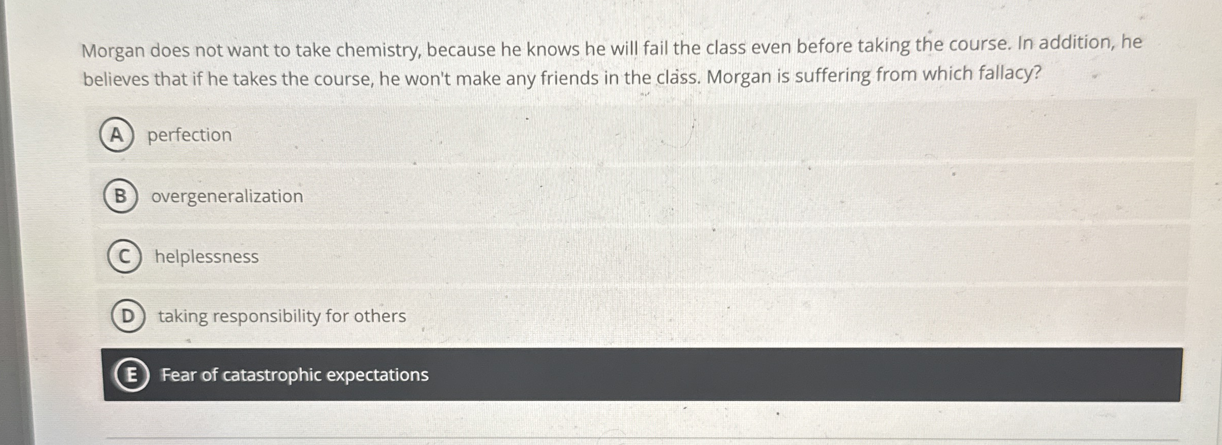 Solved Morgan does not want to take chemistry, because he | Chegg.com