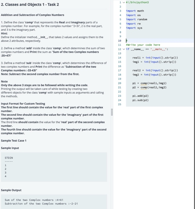 Solved 2. Classes and objects 1 - Task 2 1 !!/bin/python3 2 | Chegg.com