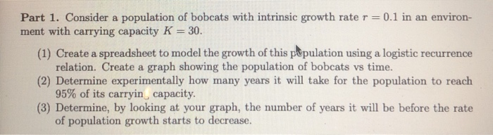 Part 1. Consider a population of bobcats with | Chegg.com